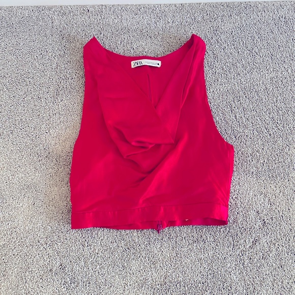 Zara | Tops | Zara Fuchsia Cowl Neck Crop Top | Poshmark